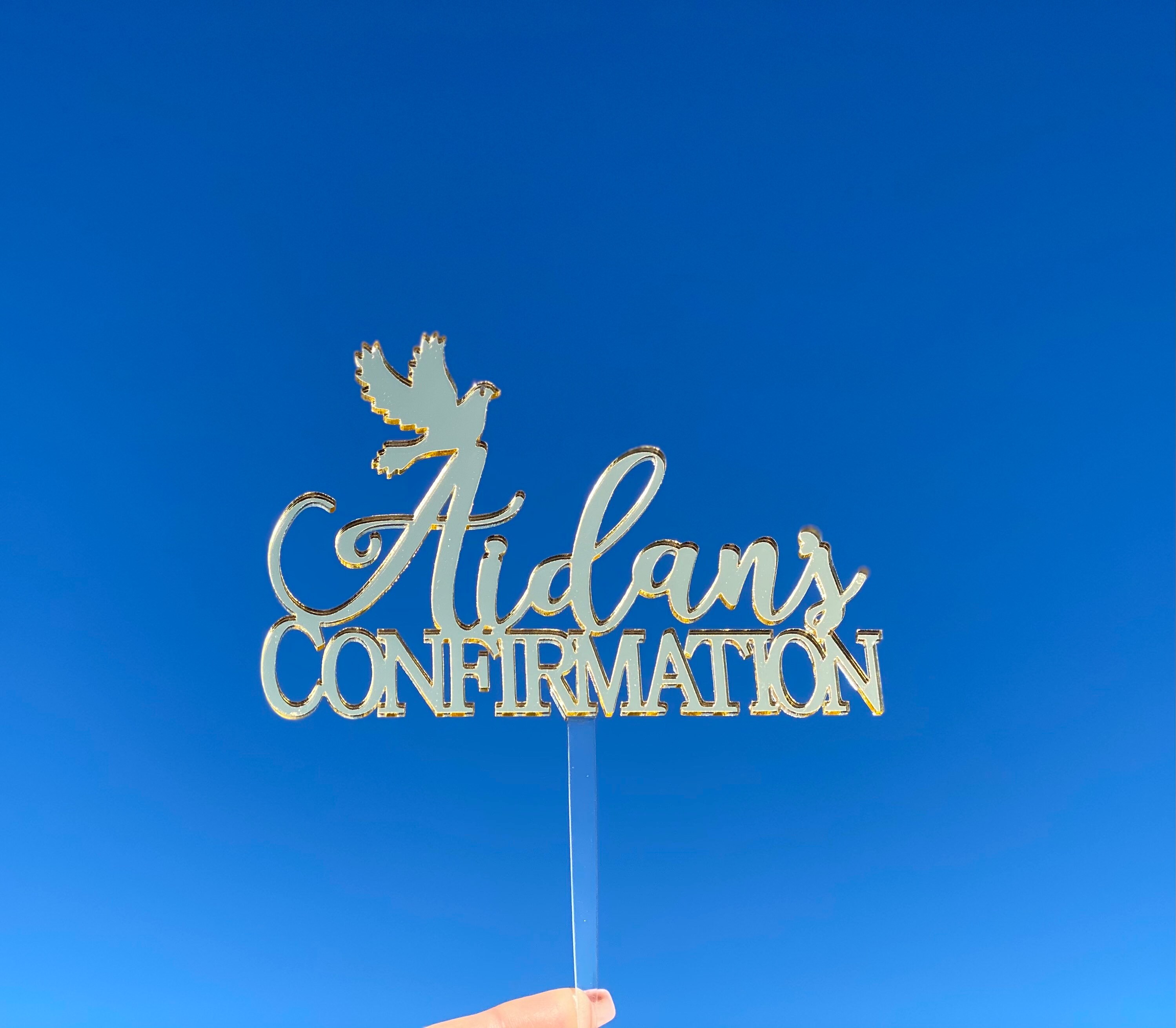Personalised Confirmation Cake Topper with a dove | Etsy