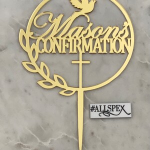 Personalised Confirmation Cake Topper With Cross and Dove - Etsy