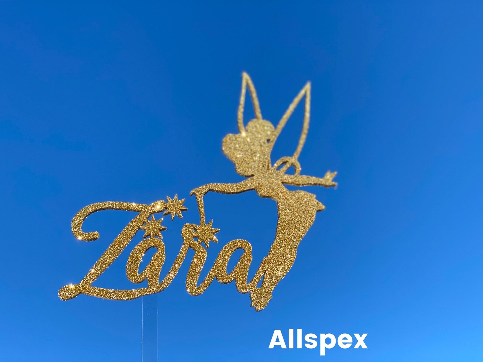Personalised Birthday Name cake topper with Tinkerbell | Etsy