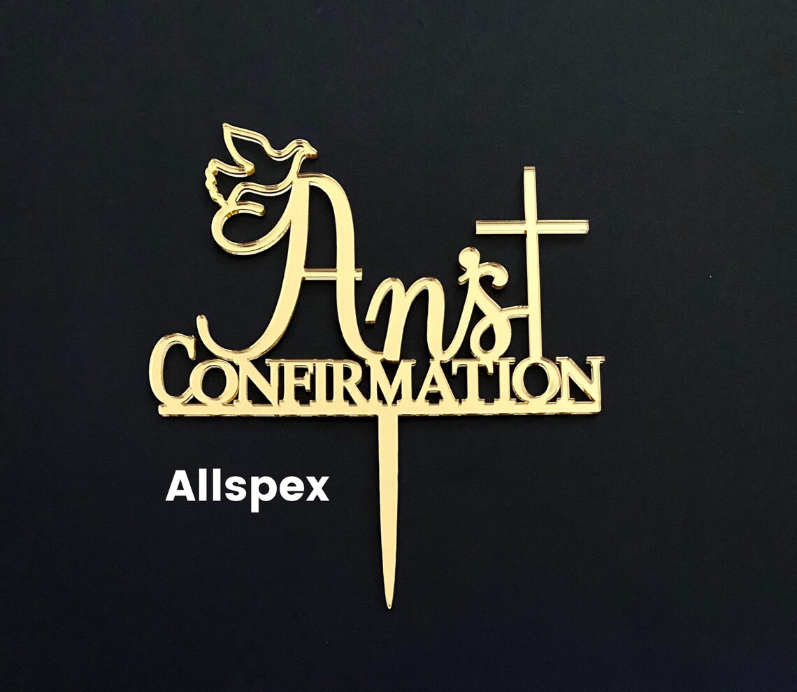 Personalised Confirmation Cake Topper With Cross and Dove - Etsy Australia