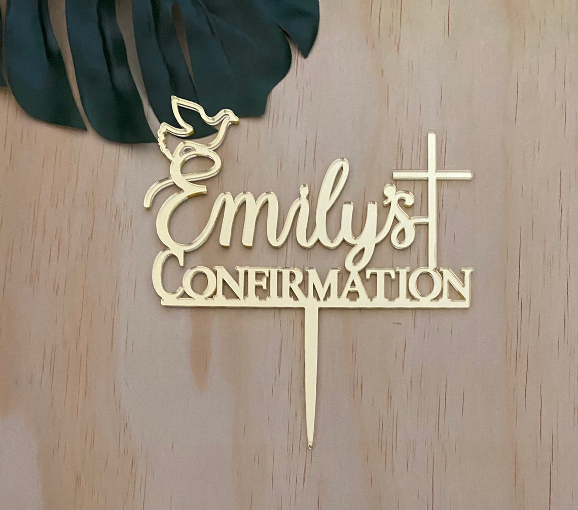 Personalised Confirmation Cake Topper With Cross and Dove - Etsy Australia