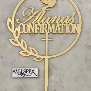 Personalised Confirmation Cake Topper With Cross and Dove - Etsy