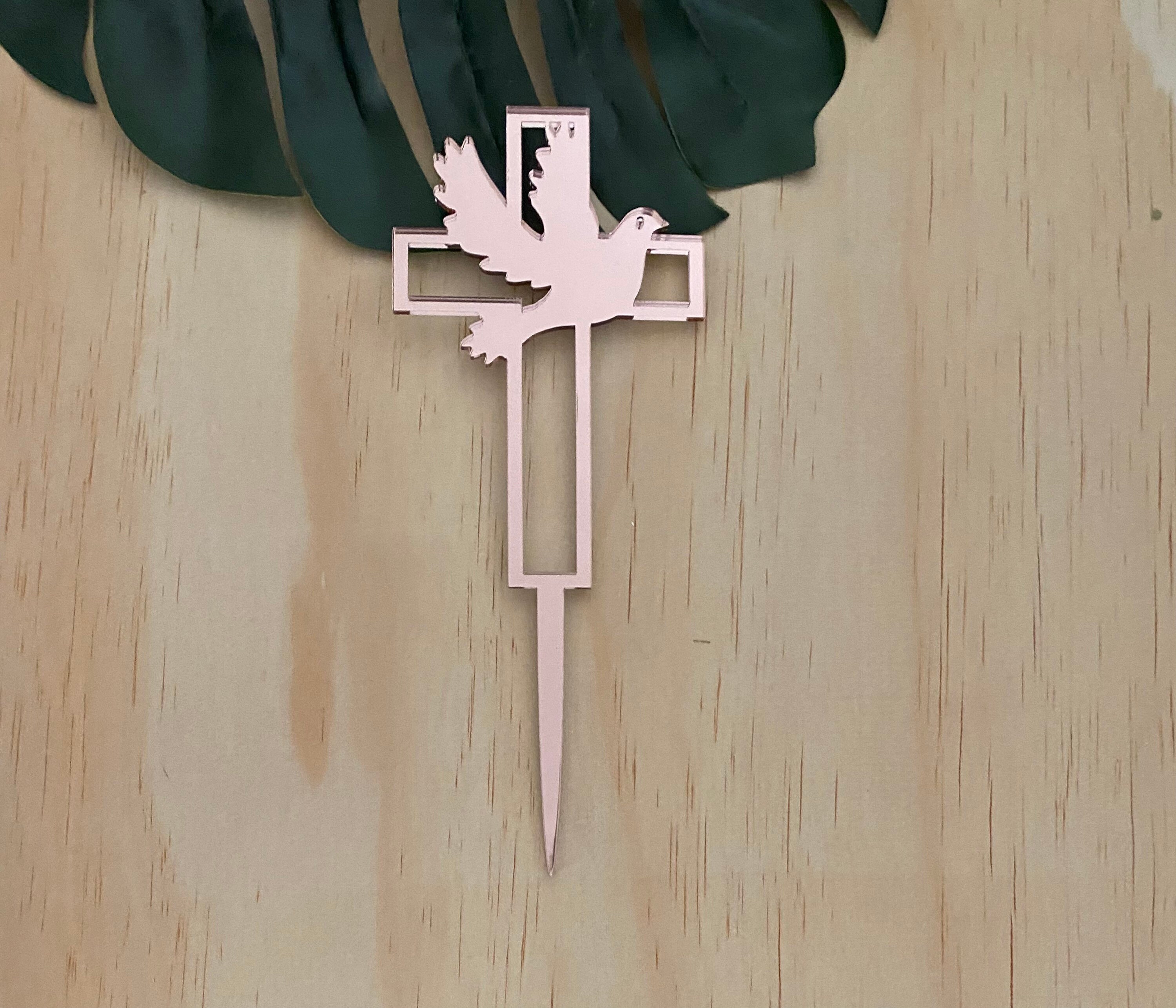 Cross cake topper with a dove Confirmation Topper | Etsy
