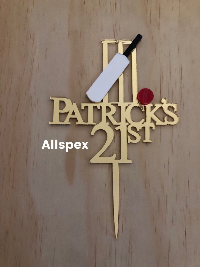 Personalised Birthday Cake Topper With Cricket Bat Ball and - Etsy