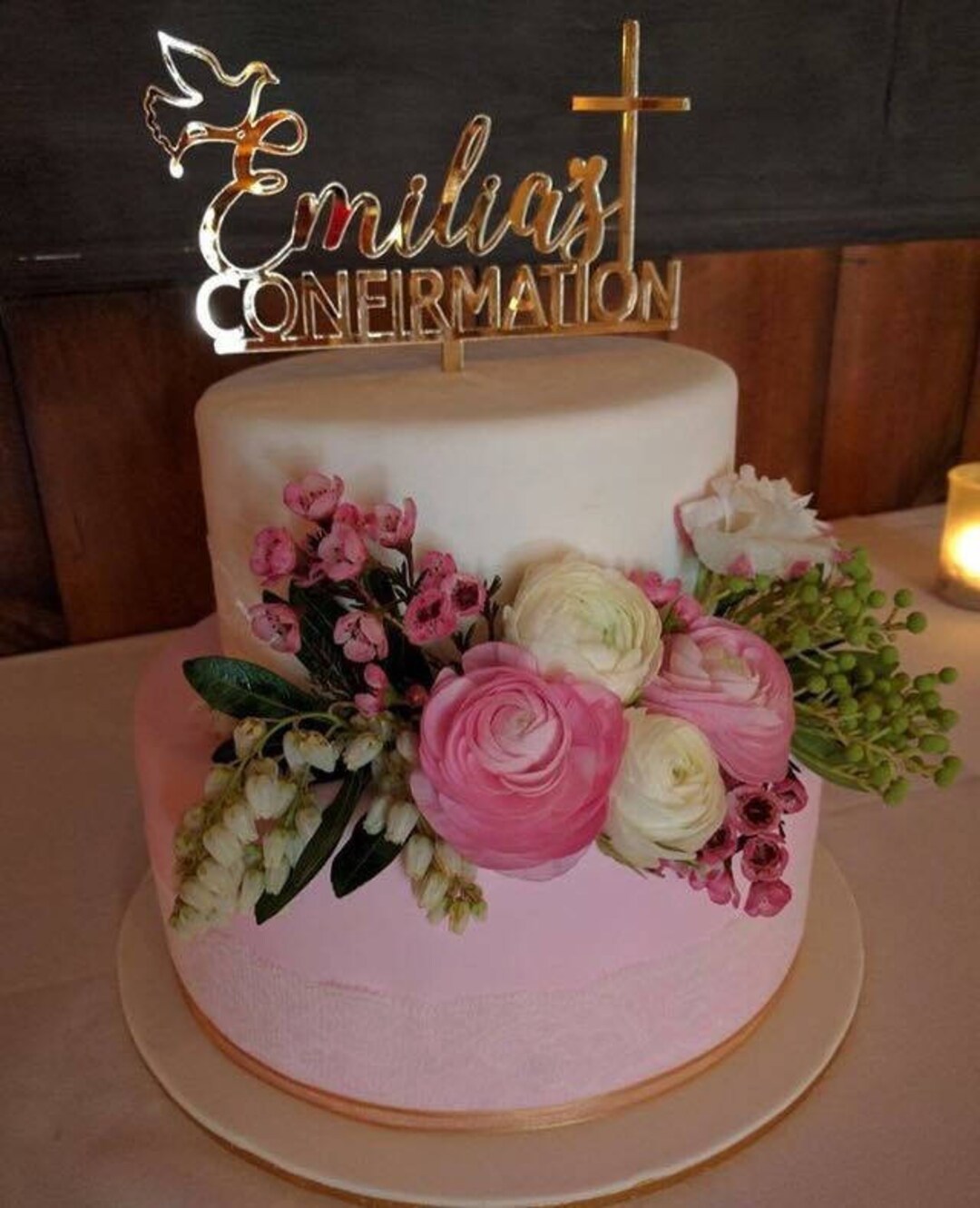 Personalised Confirmation Cake Topper With a Dove and Cross - Etsy