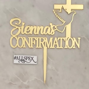 Personalised Confirmation Cake Topper With a Dove on a Cross - Etsy