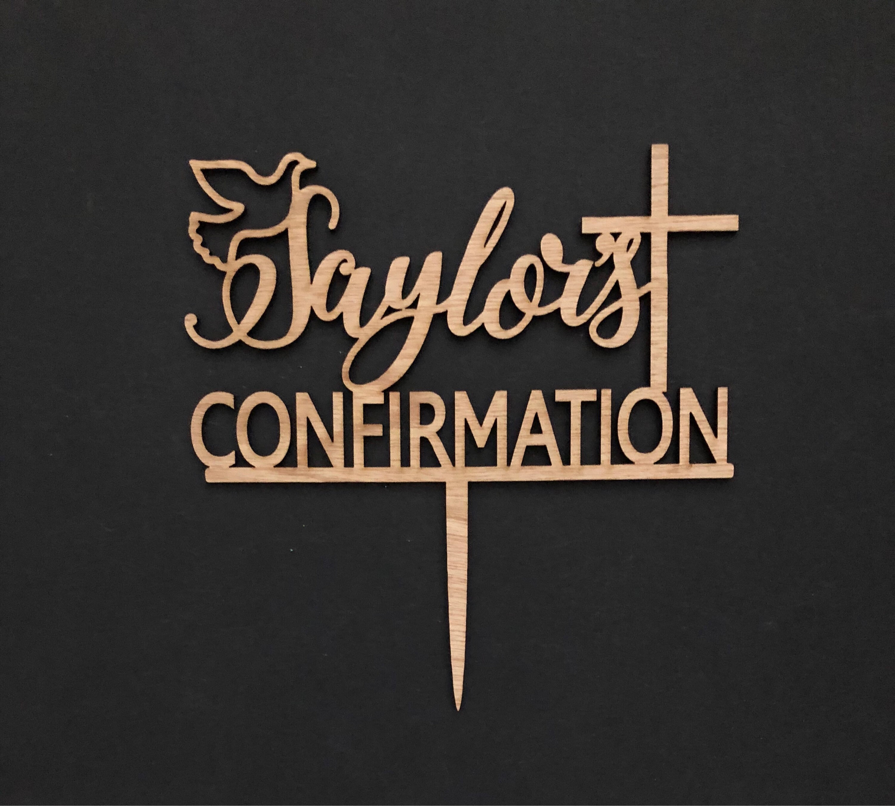 Personalised Confirmation Cake Topper with a dove and cross | Etsy