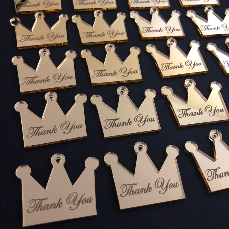 Acrylic Laser Engraved Crown Shape Thank You Gift/favour Event Keepsake ...