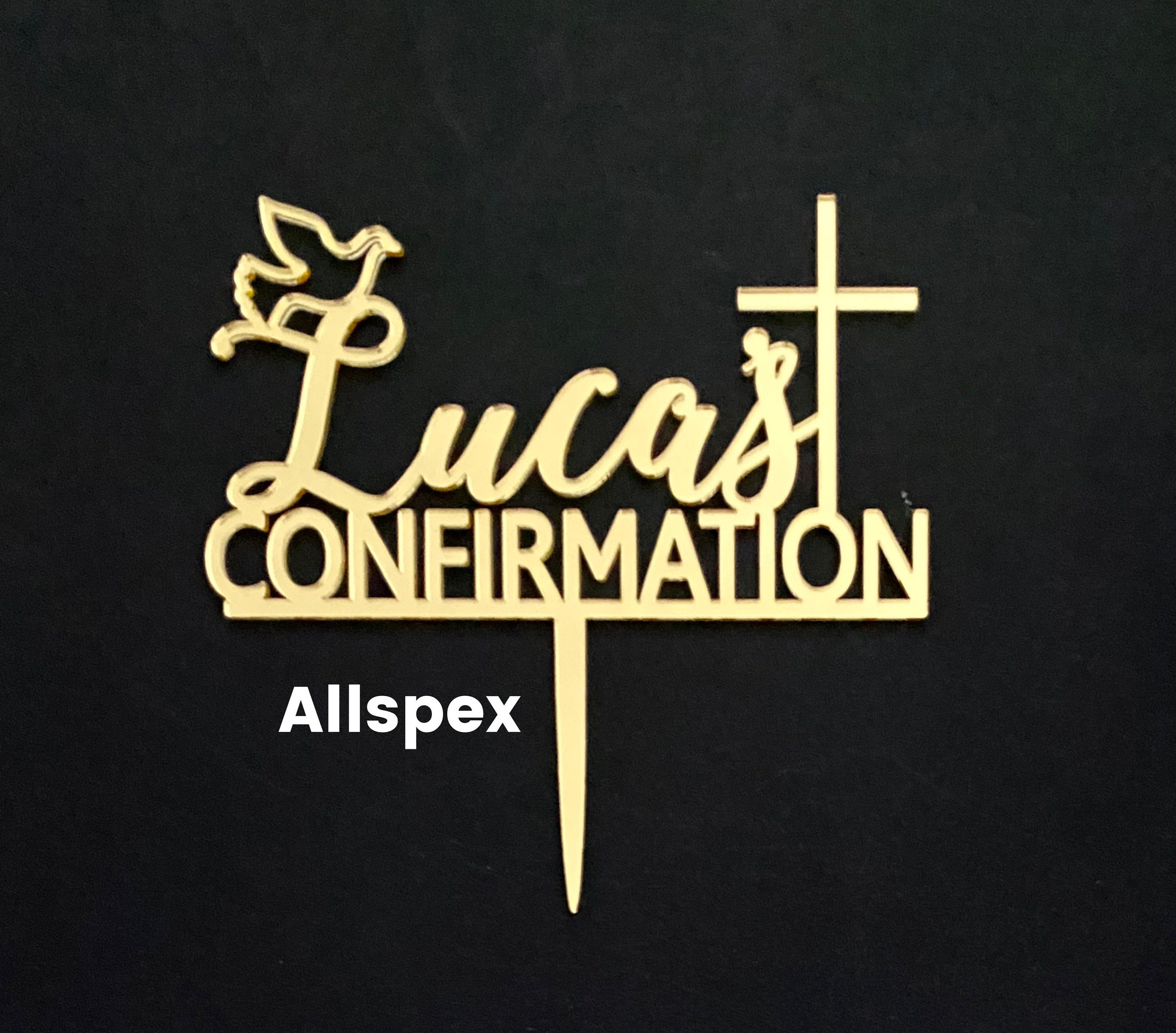 Personalised Confirmation Cake Topper with a dove and cross | Etsy