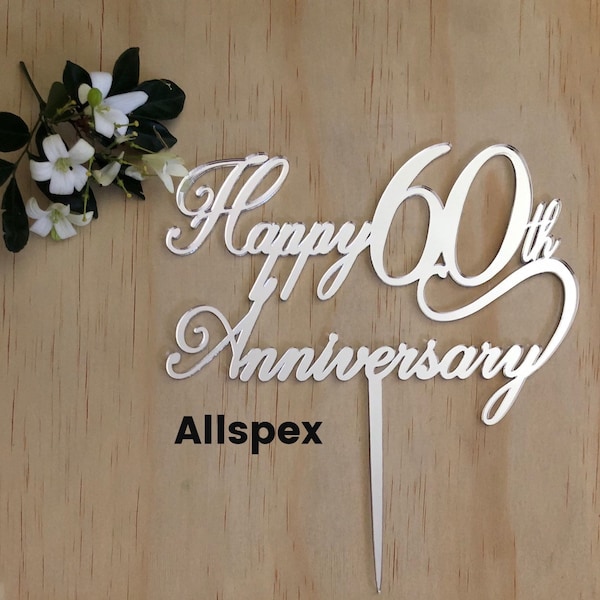 Custom 60th Anniversary Cake Topper - Etsy