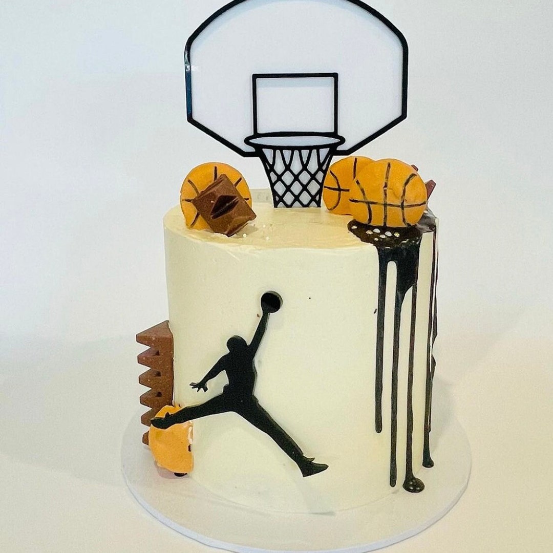 Basketball Cake Topper Set Basketball Hoop and Backboard With Jordan ...