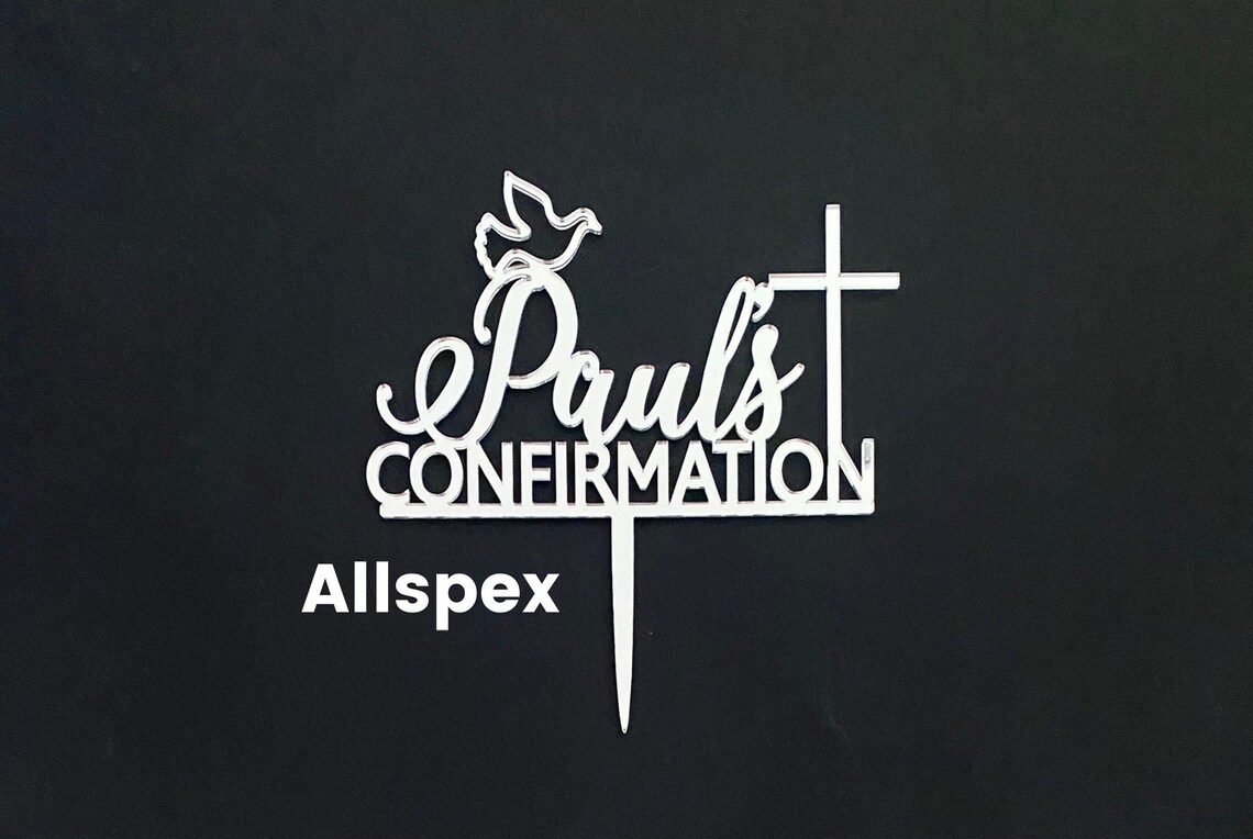 Personalised Confirmation Cake Topper With a Dove and Cross - Etsy