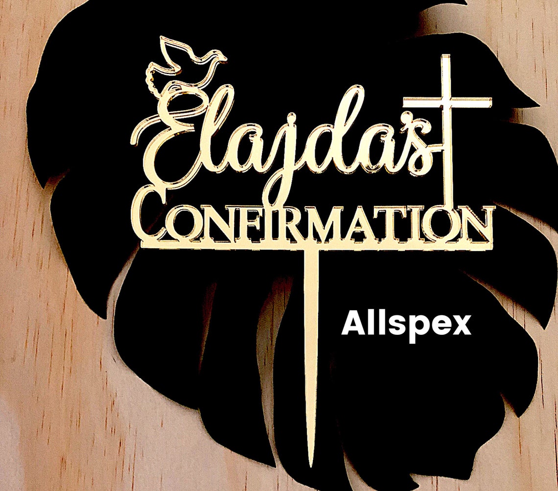 Personalised Confirmation Cake Topper With Cross and Dove - Etsy Australia
