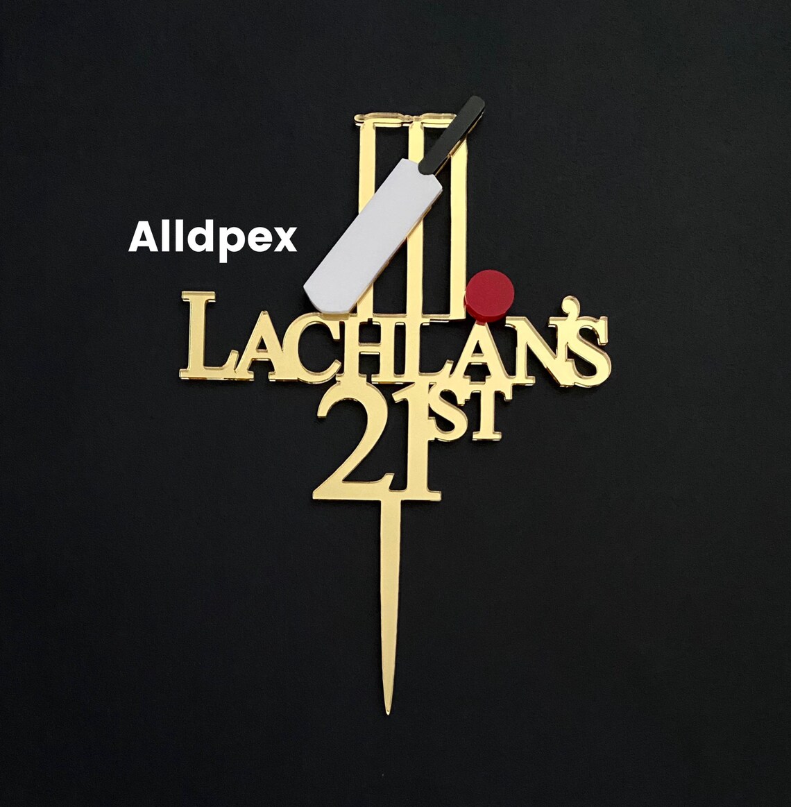 Personalised Birthday Cake Topper With Cricket Bat Ball and - Etsy