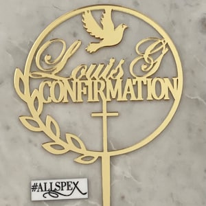 Personalised Confirmation Cake Topper With Cross and Dove - Etsy
