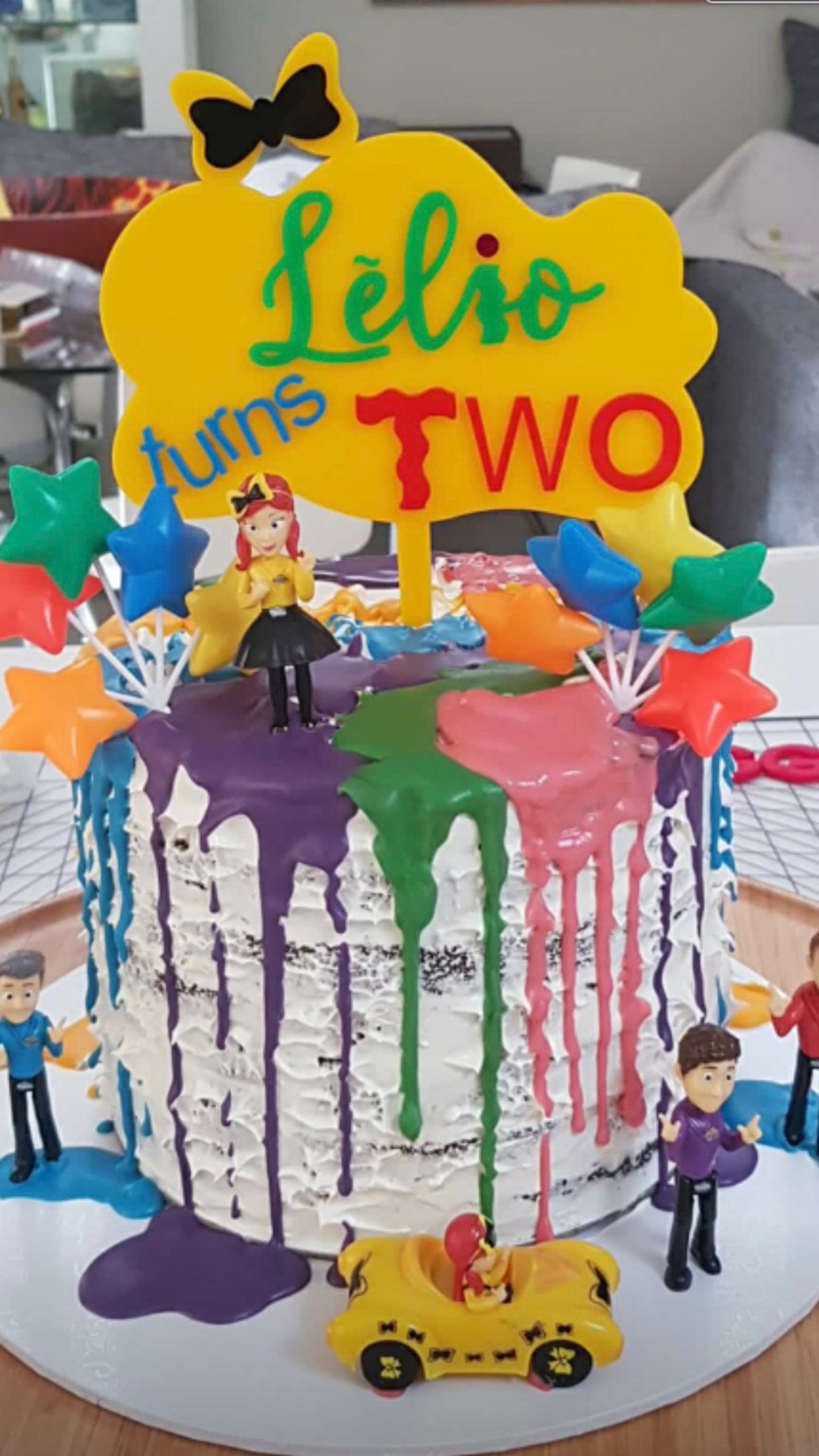 Wiggles Theme Acrylic Birthday Cake Topper With Emma's Bow - Etsy