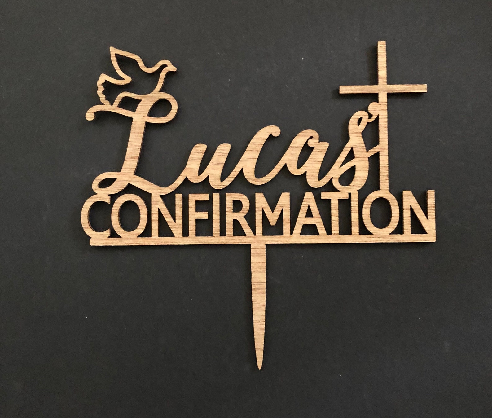 Personalised Confirmation Cake Topper with a dove and cross | Etsy