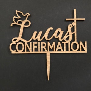 Personalised Confirmation Cake Topper With a Dove and Cross - Etsy