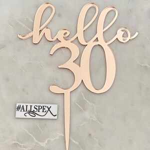 30th Birthday Cake Topper Reads: Hello 30 - Etsy