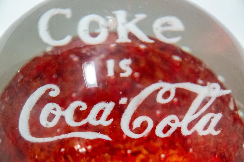 Vintage Coke is Coca-cola Glass Advertising Paperweight - 3.5" DIAMETER ...