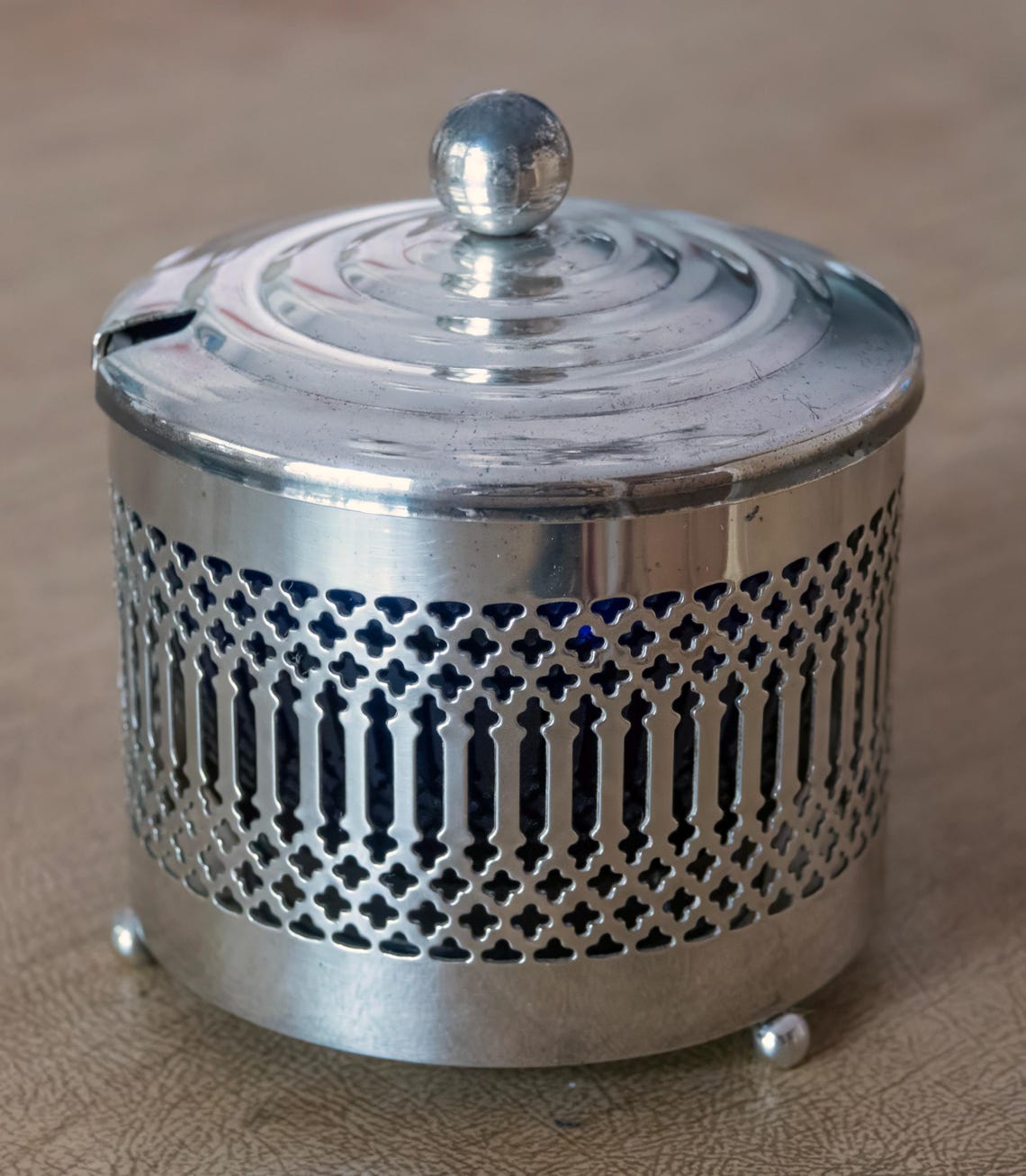 Vintage Cobalt Blue and Silver Metal Jelly Jar - Etsy