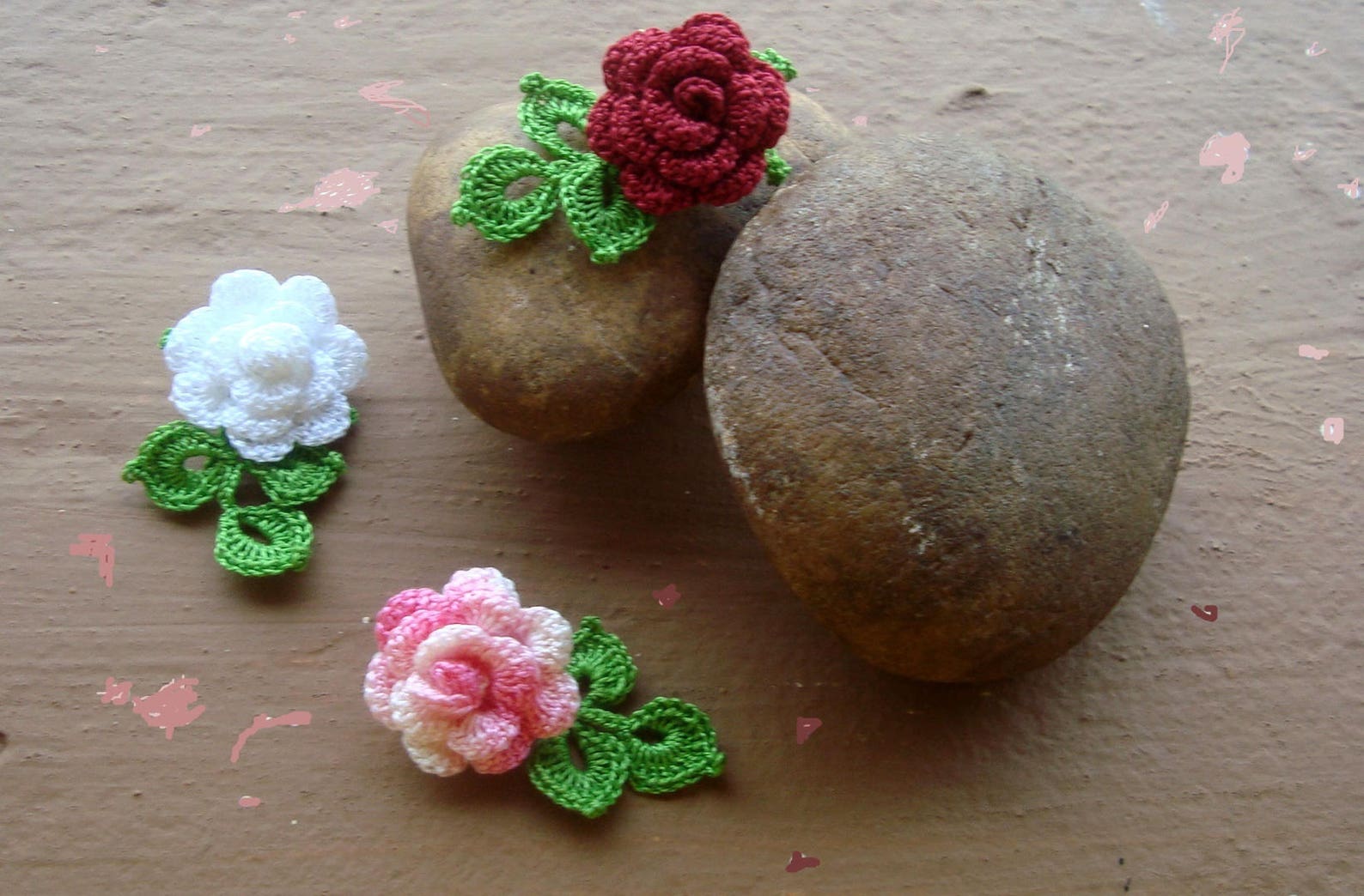 CROCHET Mini Roses With Leaves Flowers Applique Pattern - Etsy
