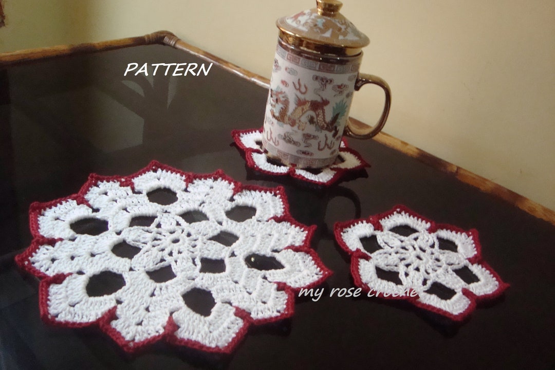 CROCHET PATTERN Snowflake Doily and Coaster, Coaster Pattern, Doily ...