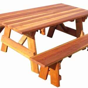 Best Redwood Picnic Table With Separate Benches - Etsy