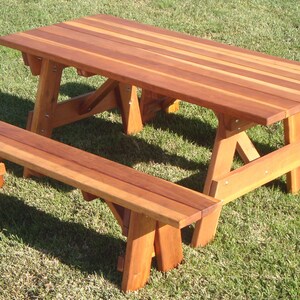 Best Redwood Picnic Table With Separate Benches - Etsy