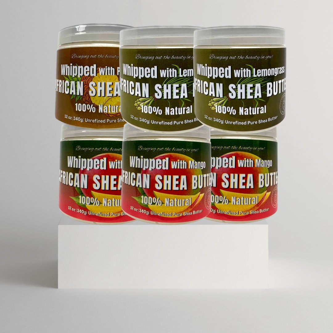 6 Pack 12oz, RA Cosmetics 100% Whipped Shea Butter, Assorted Scents - Etsy