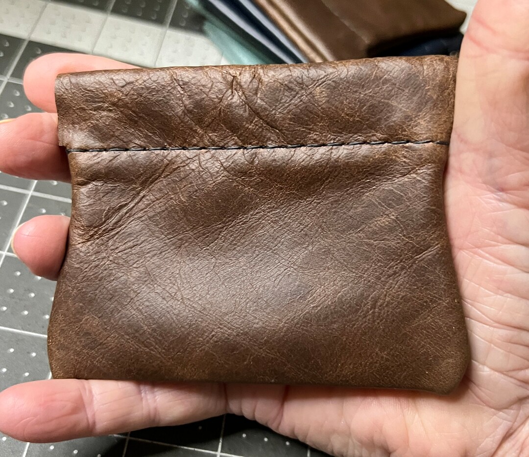 Leather Coin Pouch, Squeeze Open Coin Pouch, Pop Open Coin Pouch, Ear ...