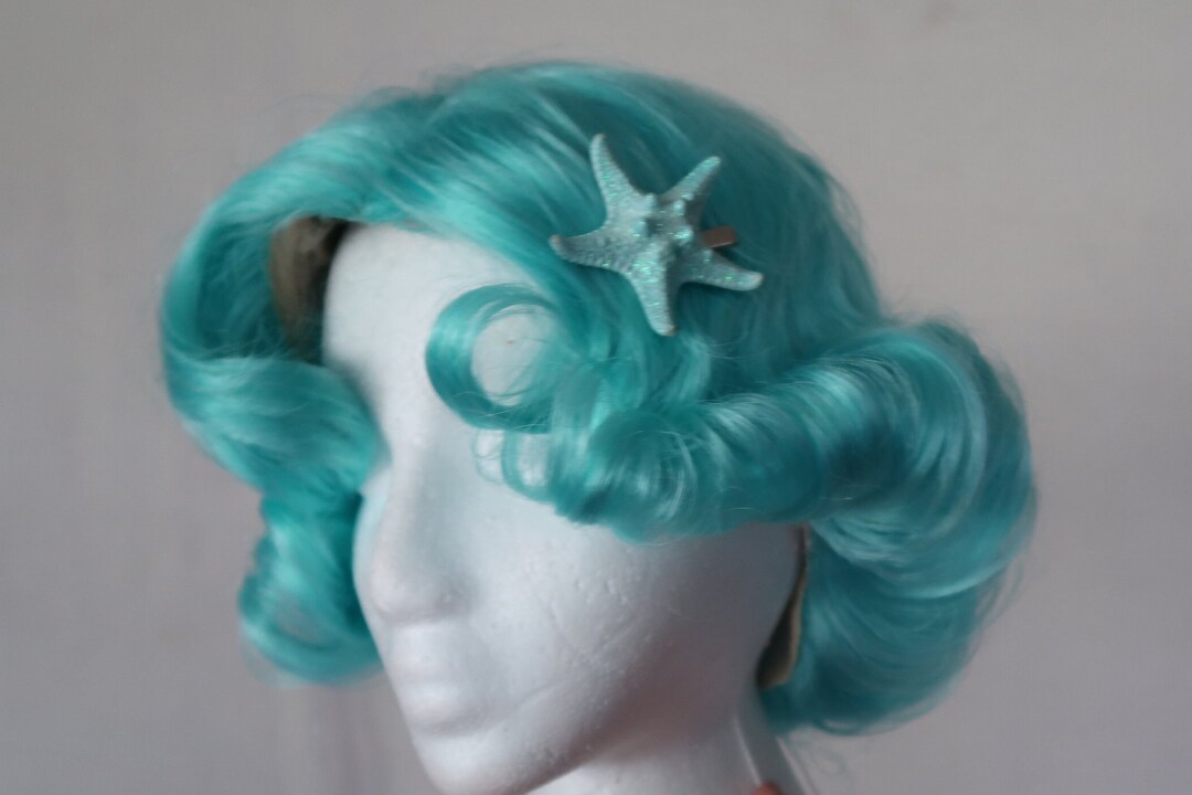 Blue Flapper Fingerwave Mermaid Wig With Starfish Clip - Etsy