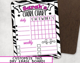 Personalized Chore Chart, Custom Dry Erase Chore Chart, Personalized ...
