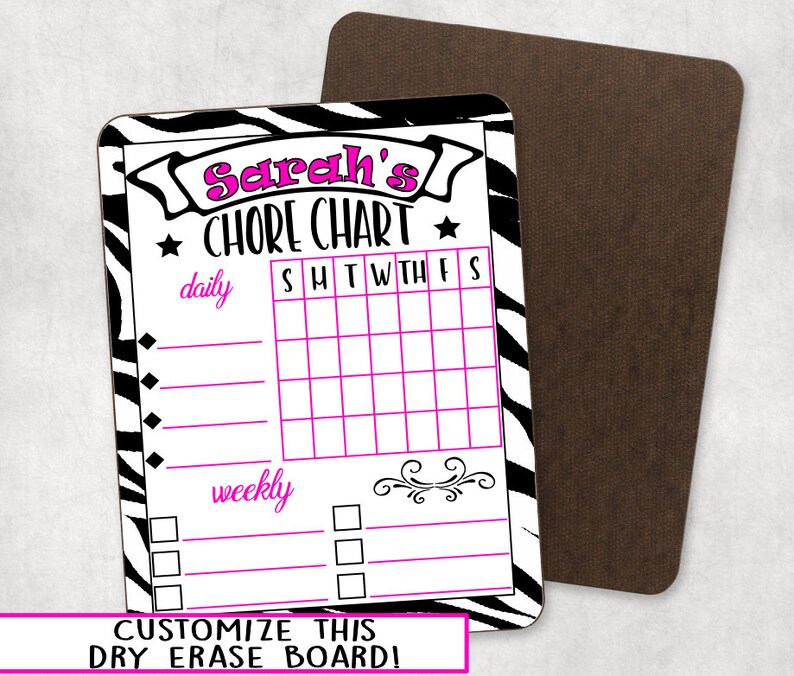 Personalized Chore Chart Custom Dry Erase Chore Chart - Etsy