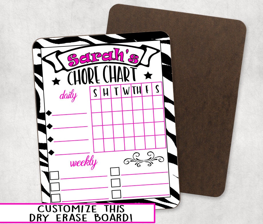 Personalized Chore Chart Custom Dry Erase Chore Chart | Etsy