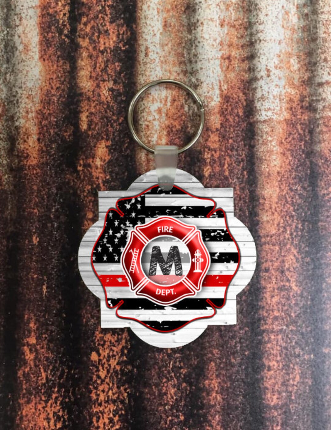 Firefighter Keychain, Fire Emblem Keychain, Thin Red Line Keychain ...
