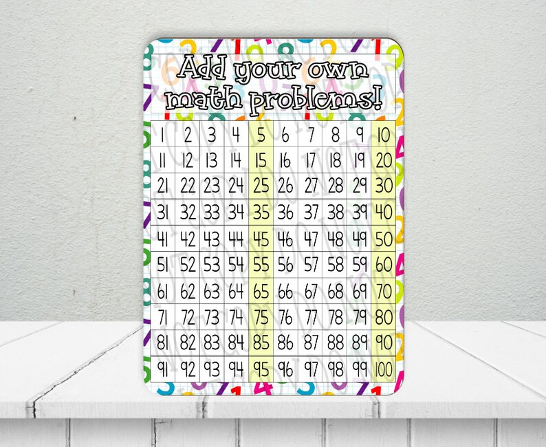 Hundreds Chart Practice Board Math Dry Erase Practice Board - Etsy