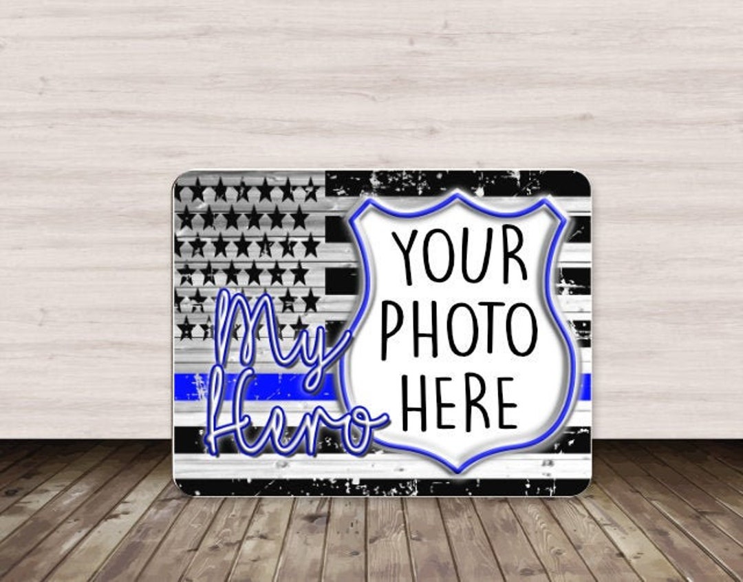 Thin Blue Line Picture Frame, Thin Blue Line Gift, Thin Blue Line Photo ...