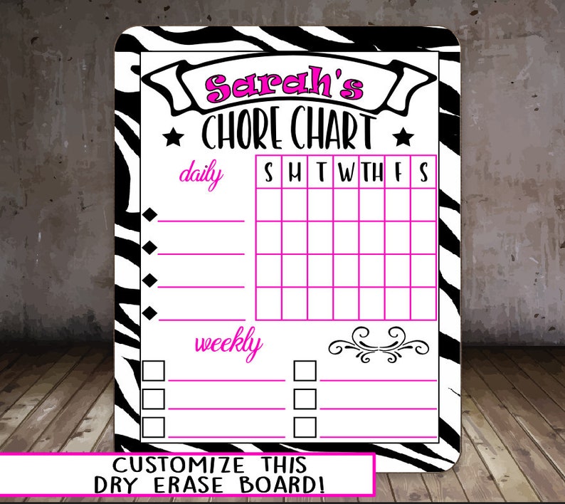 Personalized Chore Chart Custom Dry Erase Chore Chart - Etsy