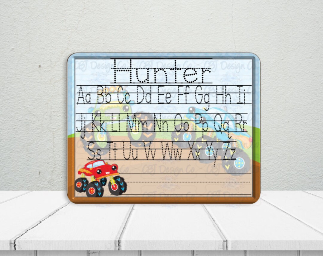 Monster Truck Alphabet Practice Board, Dry Erase Alphabet Practice ...