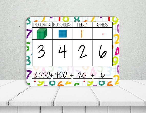 Place Value Chart Practice Board Math Dry Erase Practice | Etsy