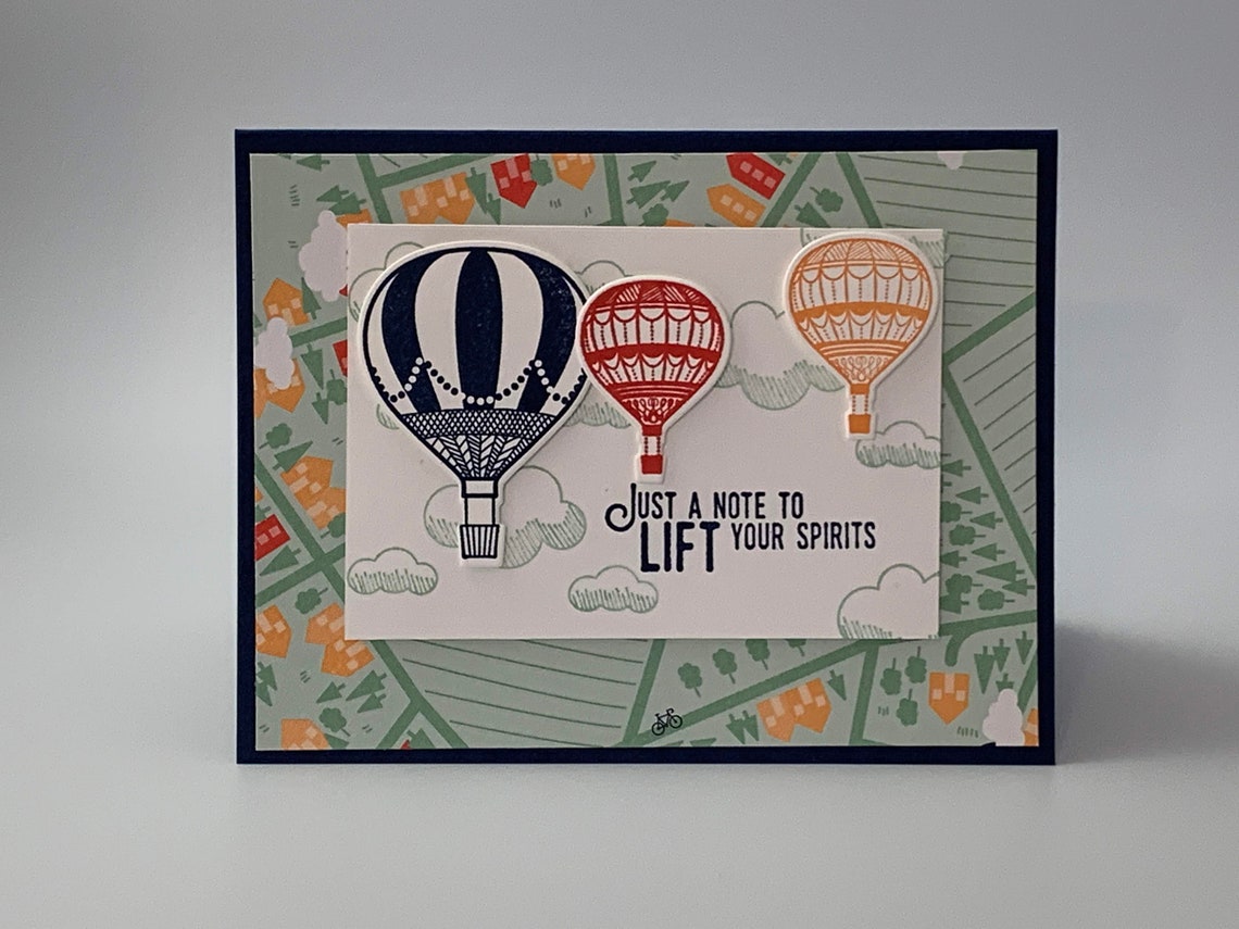 Hot Air Balloon Card A Note to Lift Your Spirits Greeting - Etsy