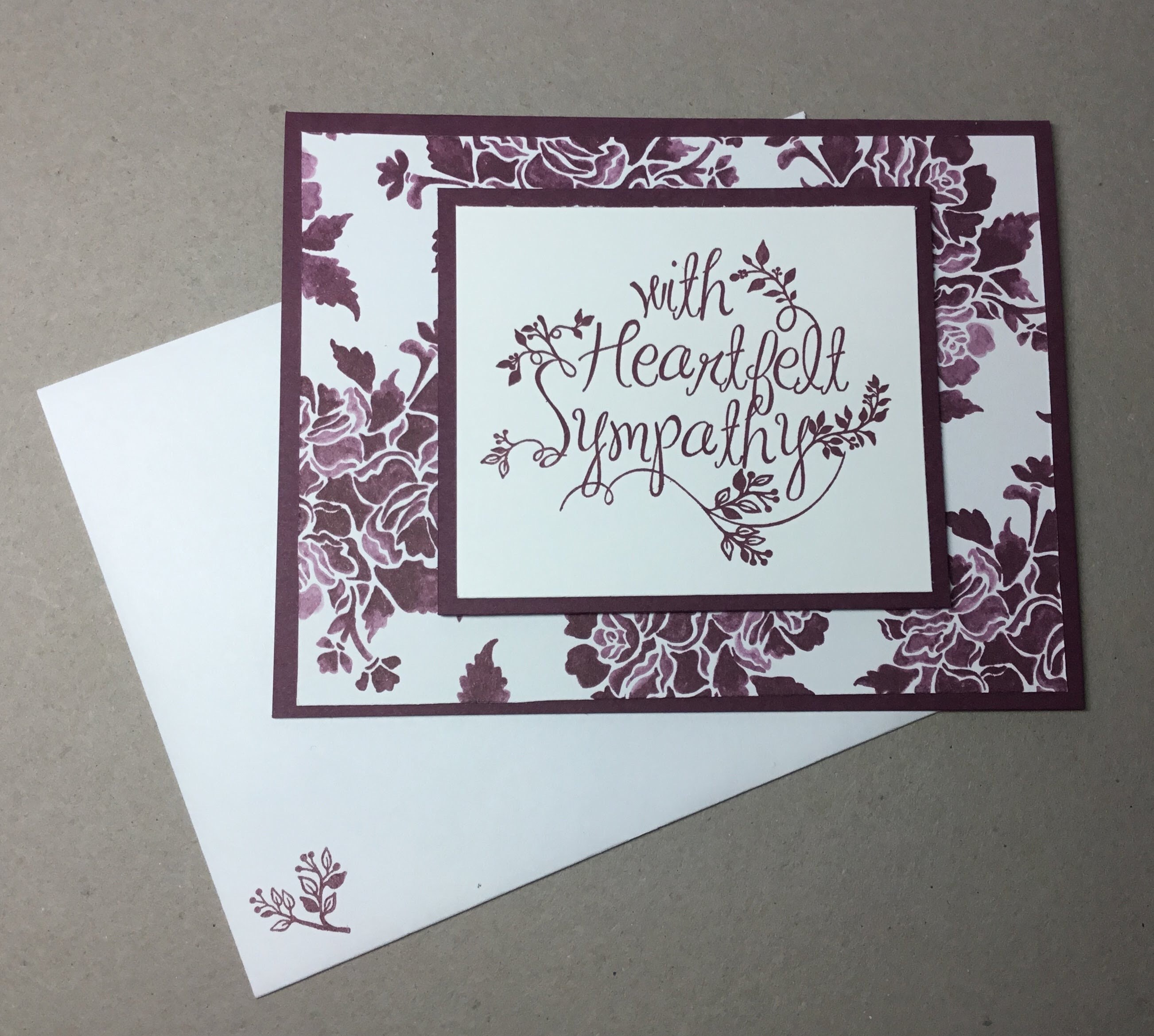 Sympathy Greeting Card - With Heartfelt Sympathy - Floral Sympathy Note ...
