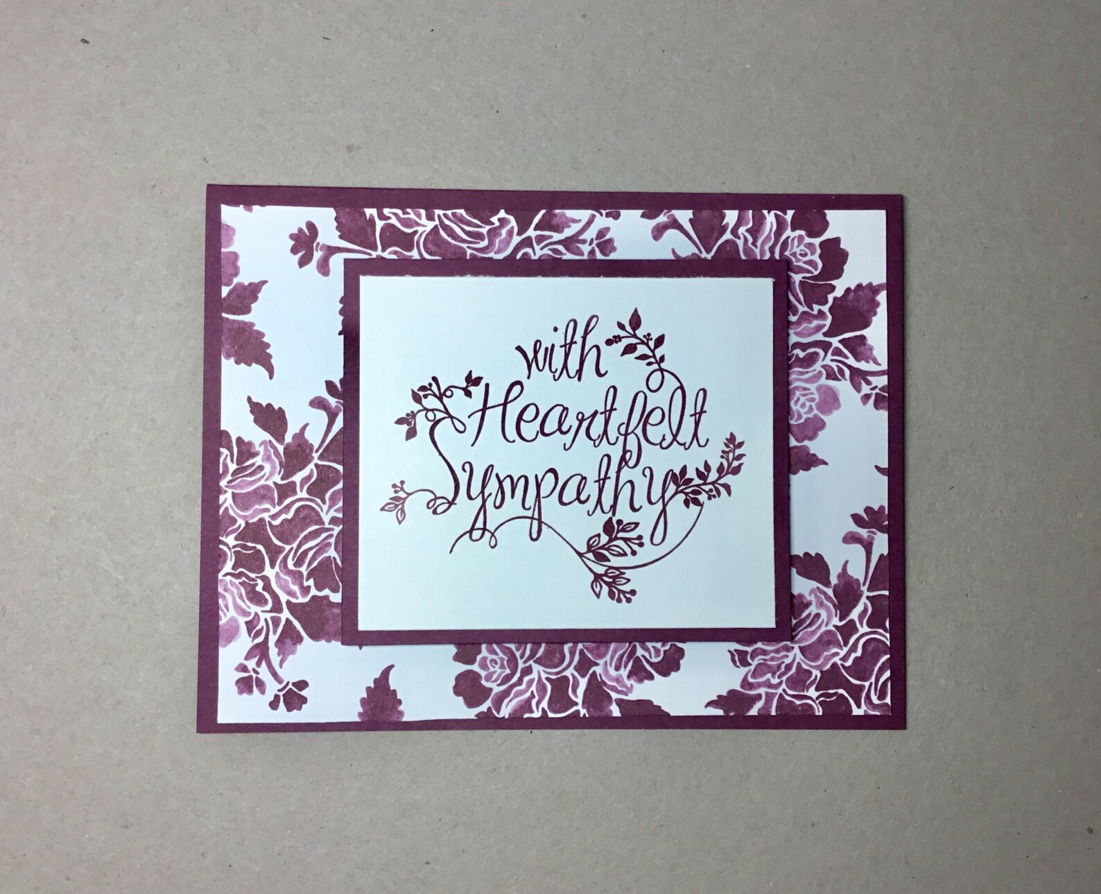 Sympathy Greeting Card - With Heartfelt Sympathy - Floral Sympathy Note ...