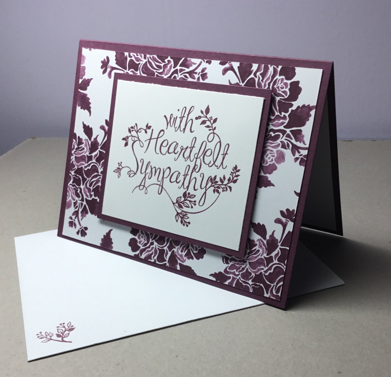 Sympathy Greeting Card - With Heartfelt Sympathy - Floral Sympathy Note ...