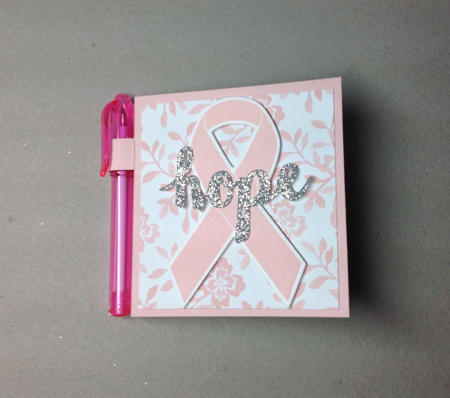Pink Cancer Ribbon Post-it Notepad With Mini Pen - Breast Cancer ...