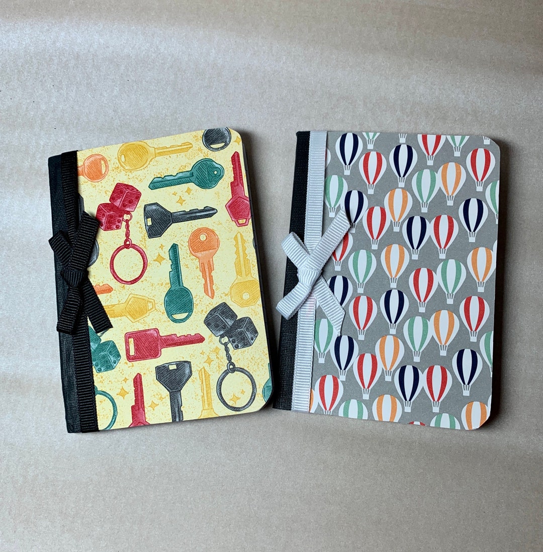 Mini Notebooks Set of 2 - Keys & Hot Air Balloons - Lined Small Note ...