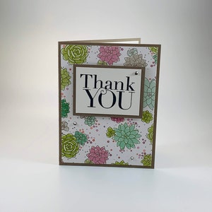 Thank You Card - Succulent Plants Greeting Card - Handmade Blank Inside ...