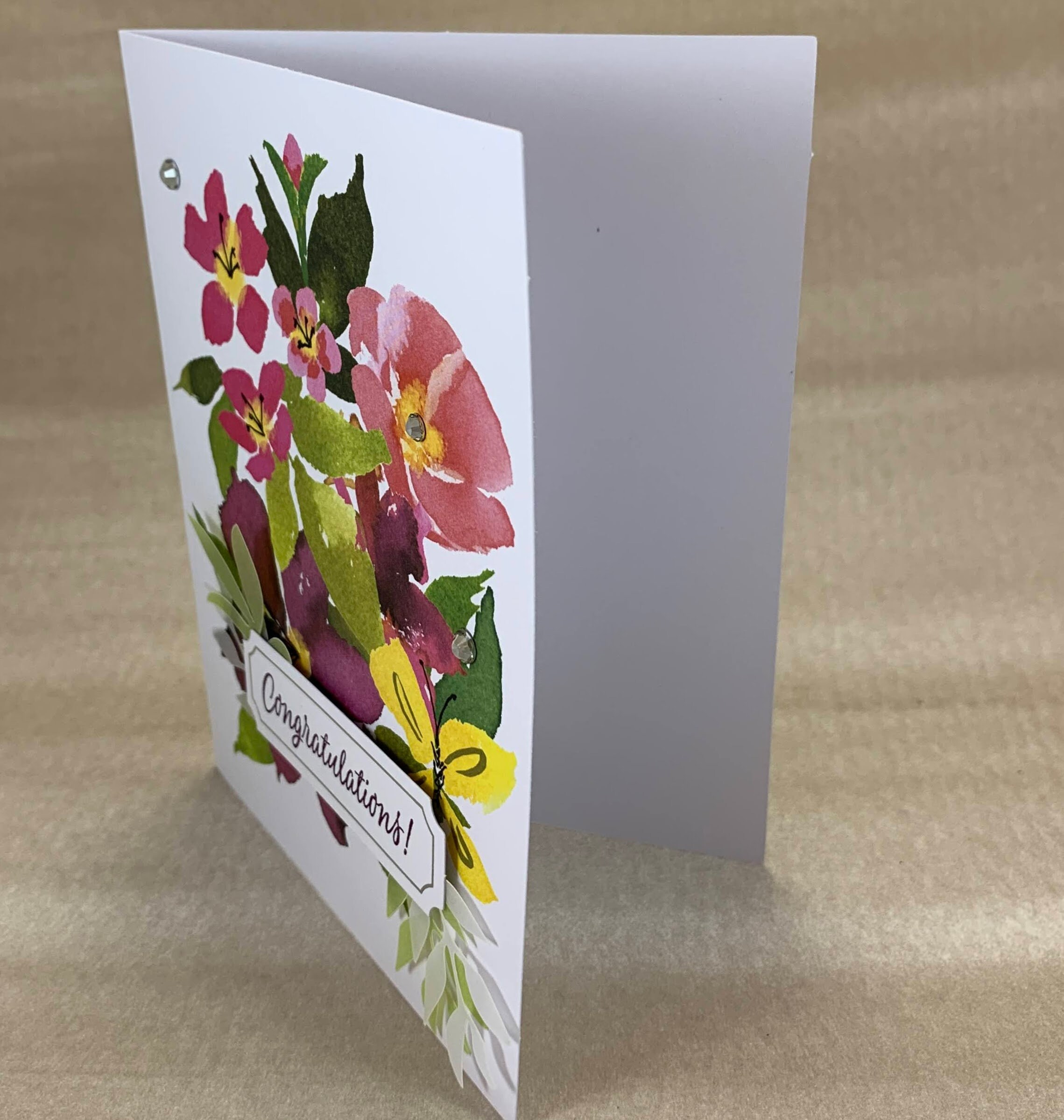 Congratulations Card - Handmade Flower Greeting Card - Watercolor ...