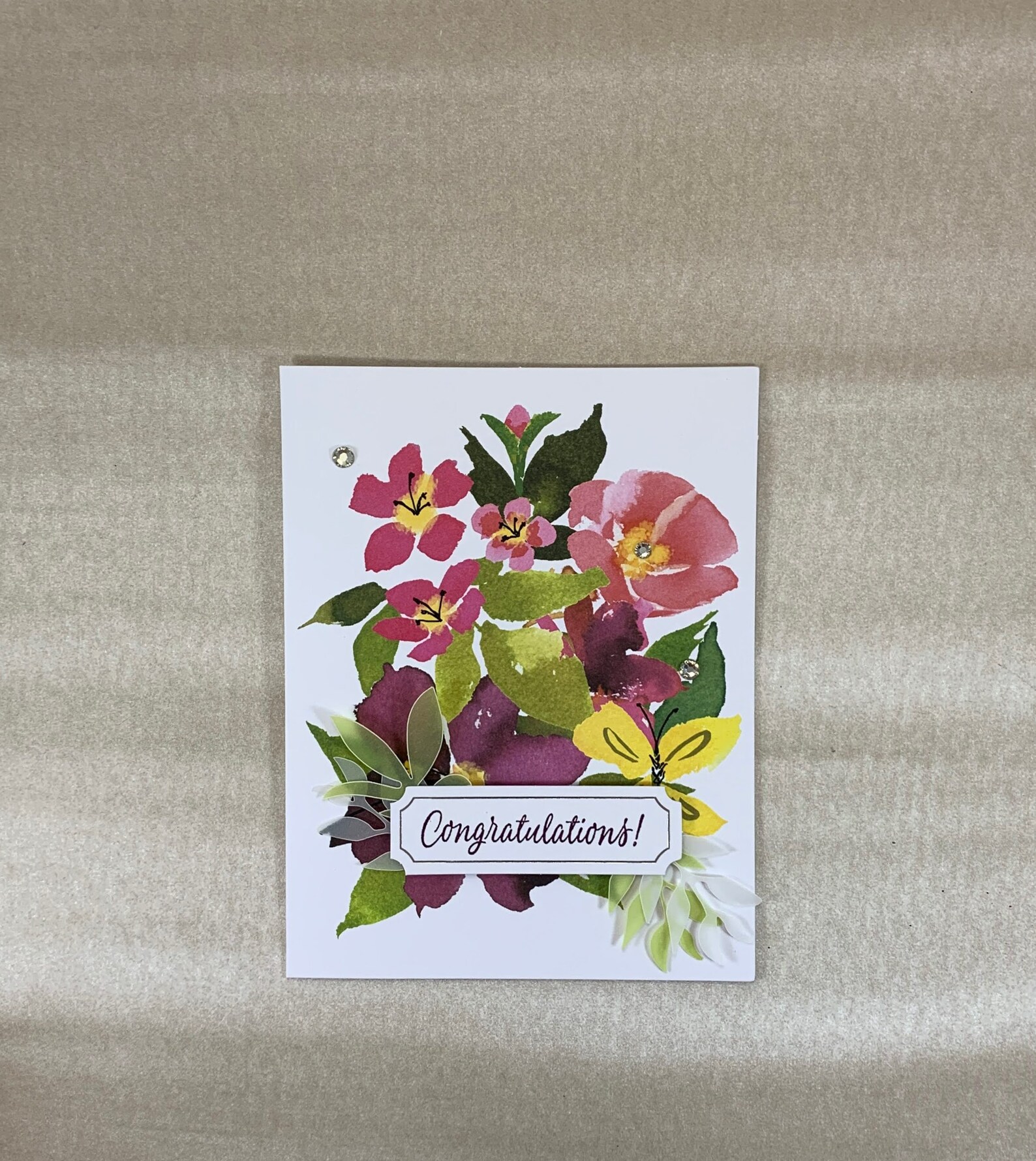 Congratulations Card - Handmade Flower Greeting Card - Watercolor ...